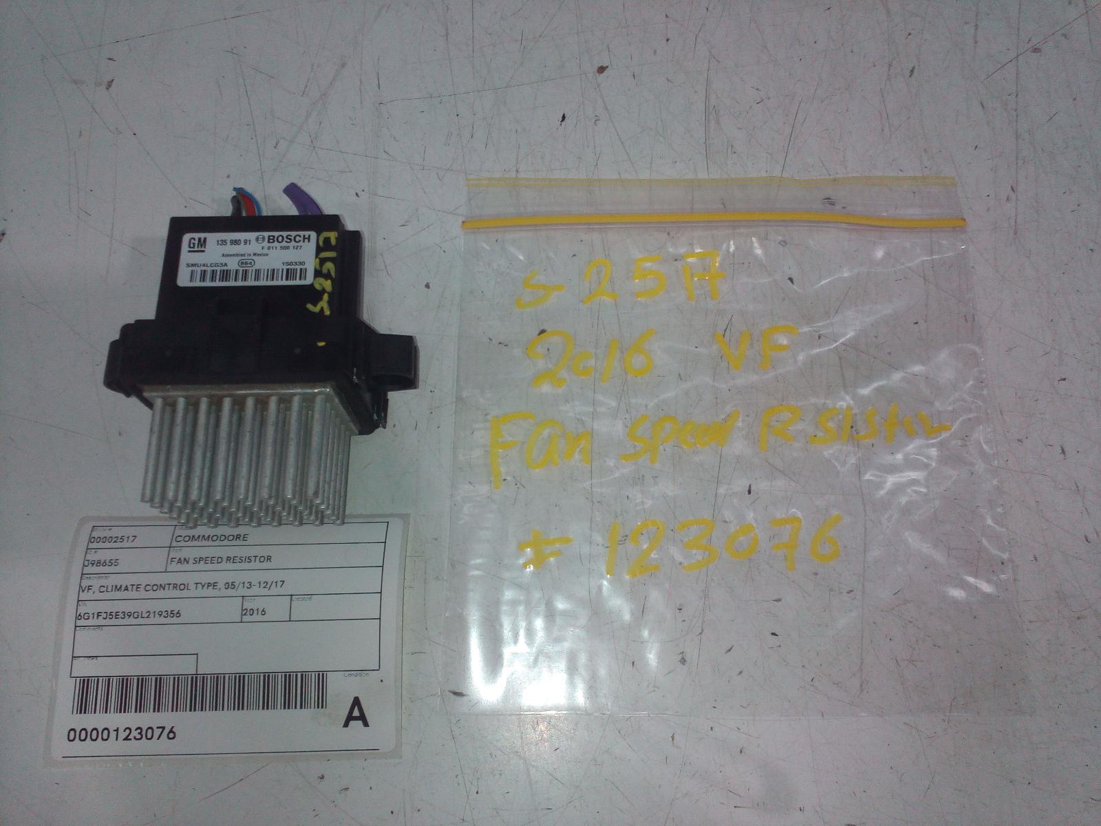 Fan Speed Resistor Commodore Holden 2016